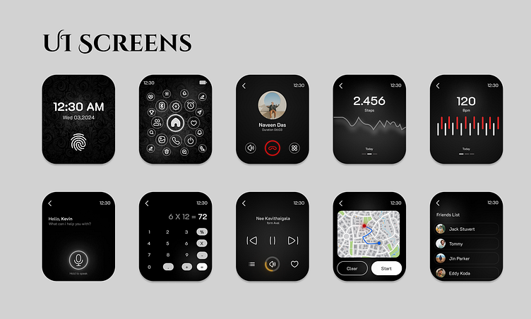 Smart Watch-Ui Screen with Dark Mood by Naveenkumar on Dribbble