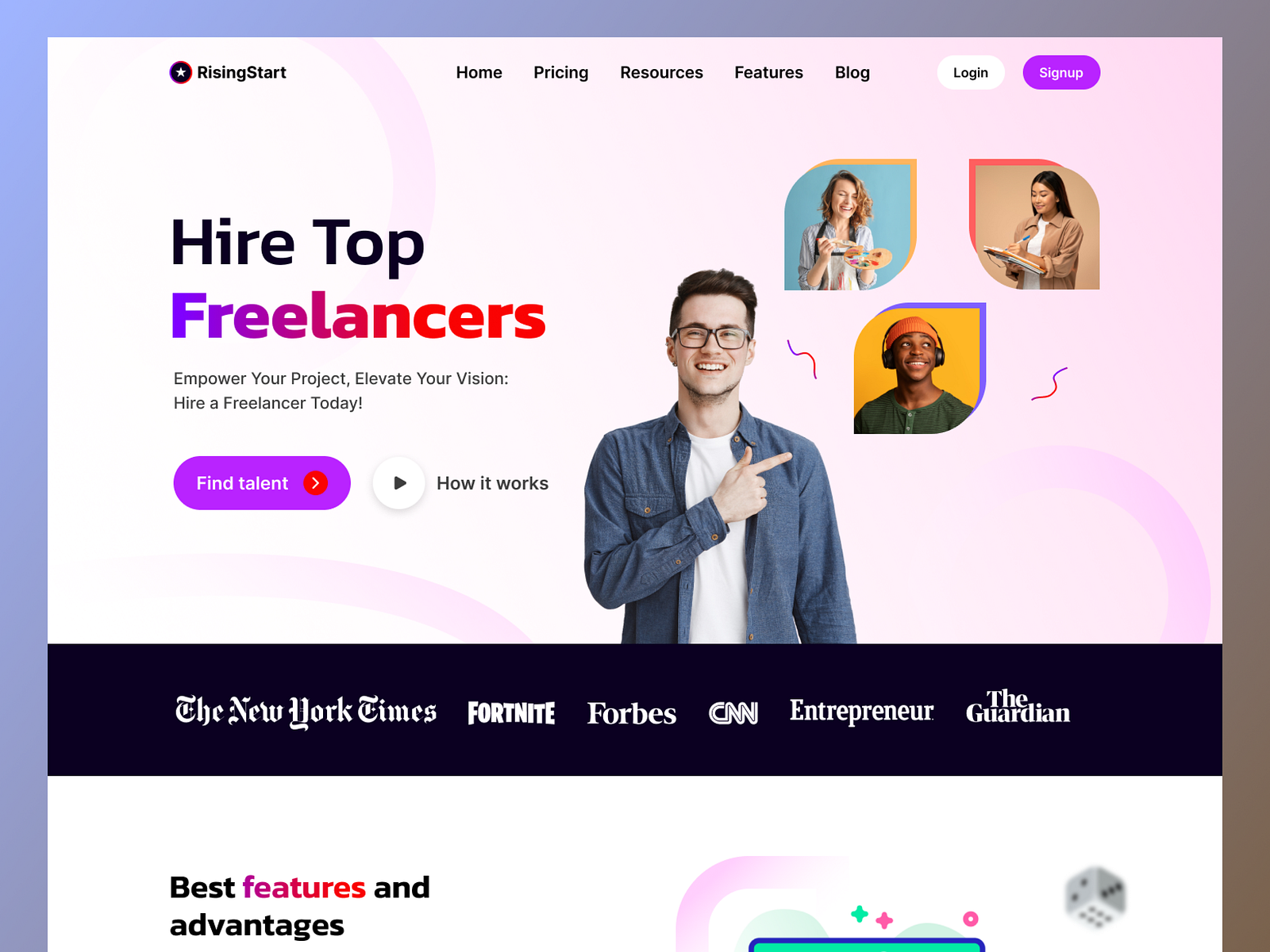 Freelancer marketplace landing page web UI design by Sazidur Rahman on ...
