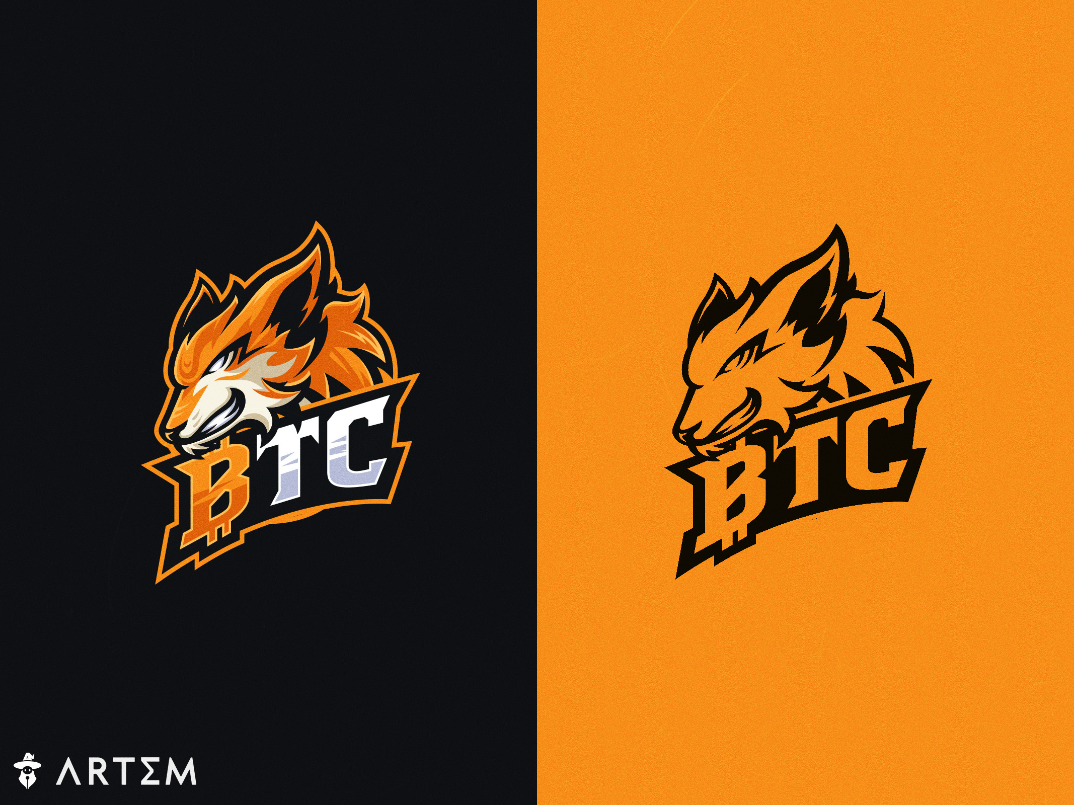 BTC Kyubi fox mascot logo design by ART3M on Dribbble
