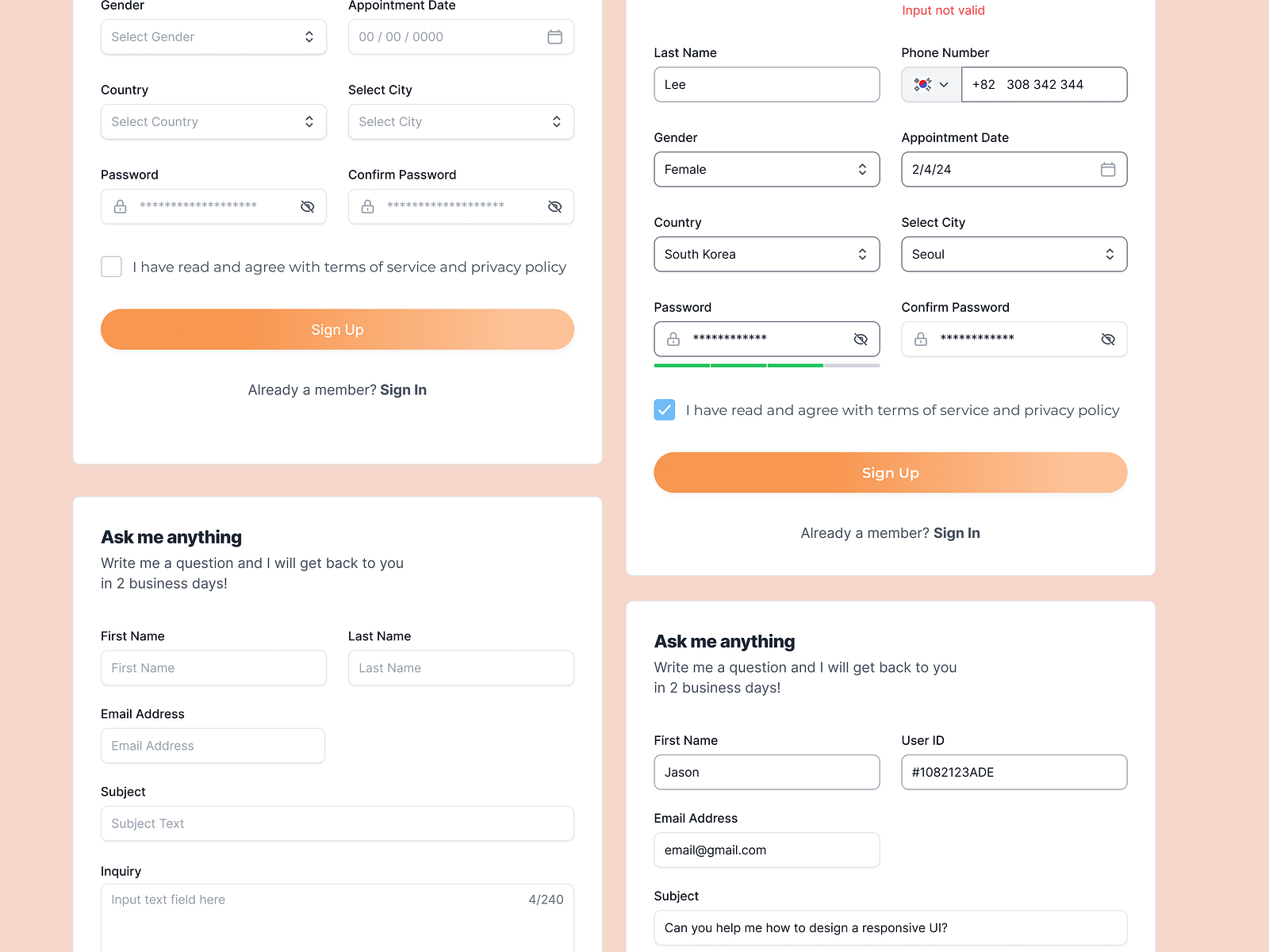 Input/Contact Forms UI by Dayeon on Dribbble