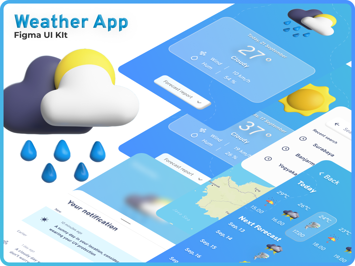 Weather App Ui Kit By Waqas Malik On Dribbble