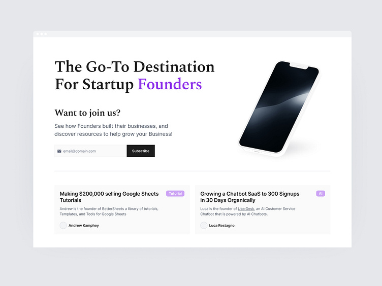 Hero Section (Newsletter) - usevisuals by Thomas Halbritter on Dribbble