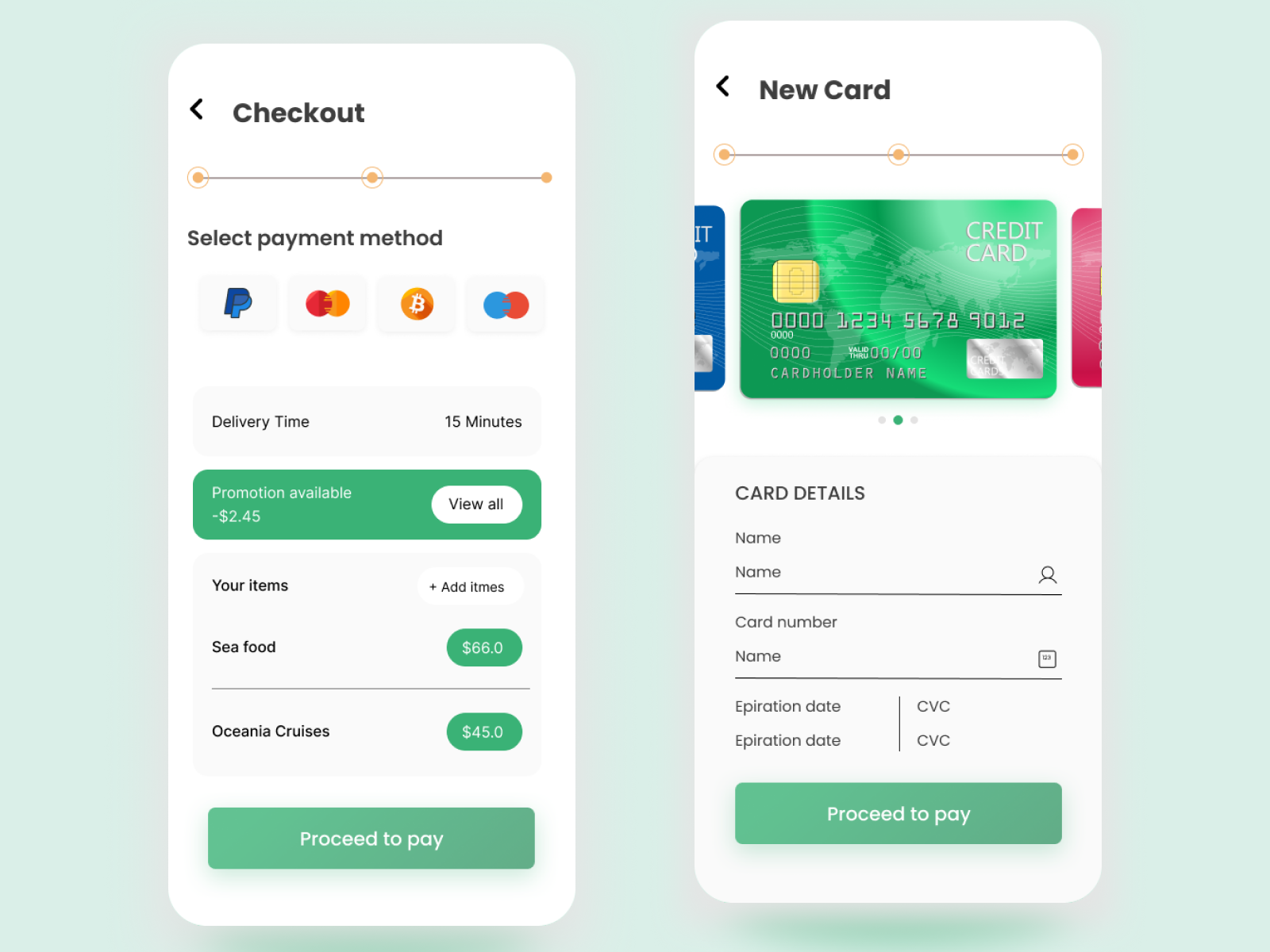 Checkout design mobile app by Fizza Hafeez on Dribbble