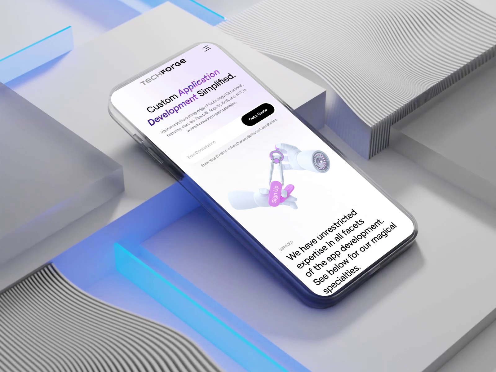 TechForge - Mobile first App Development Website by Zain Shah on Dribbble