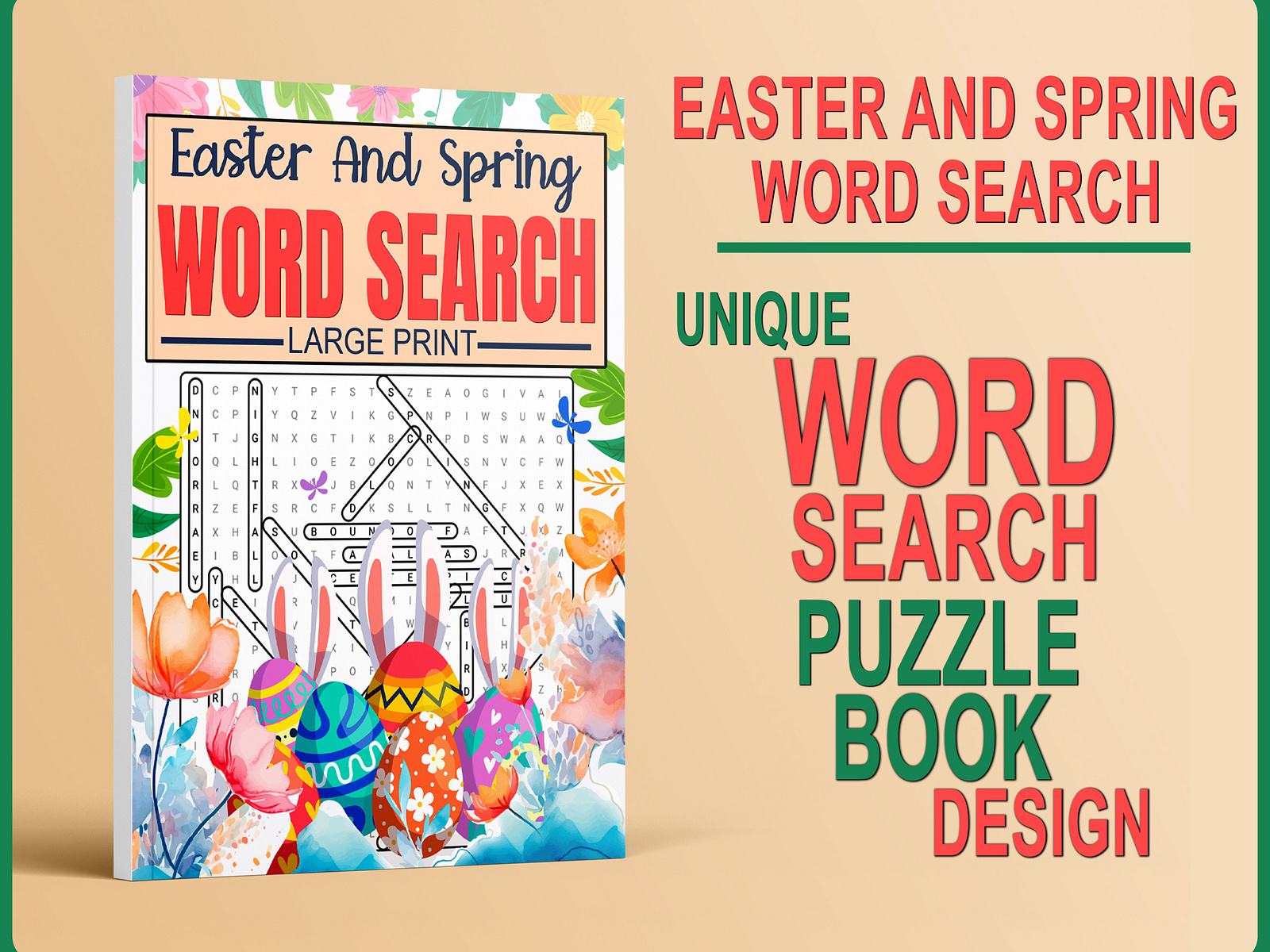 Easter And Spring Word Search Cover Book by TechPeak Crafts on Dribbble
