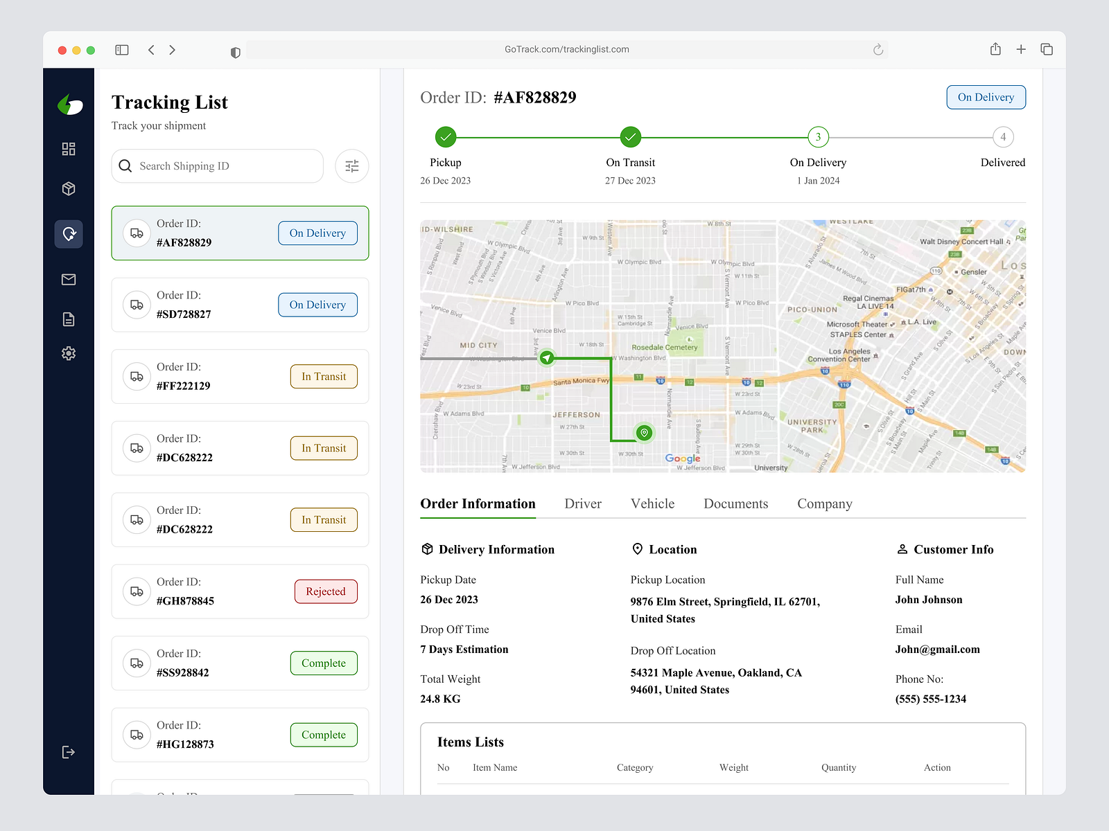 GoTrack- Order Tracking Page by Shitij Nain on Dribbble