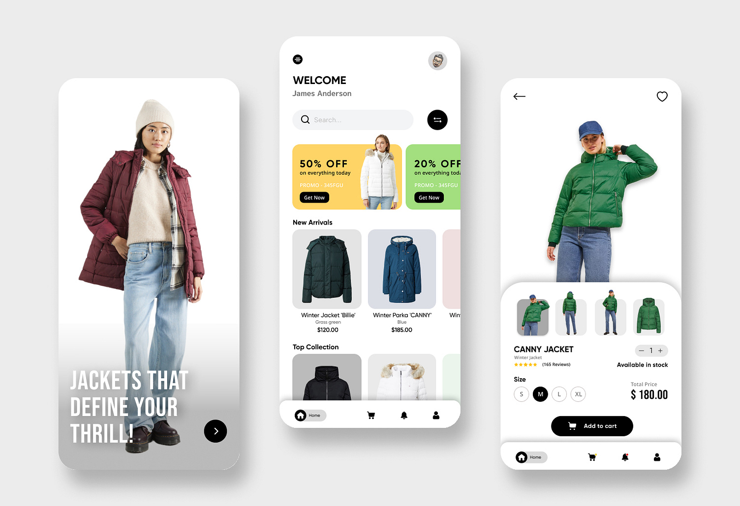 Jacket Mobile App UI by Usitha Rupasinghe on Dribbble