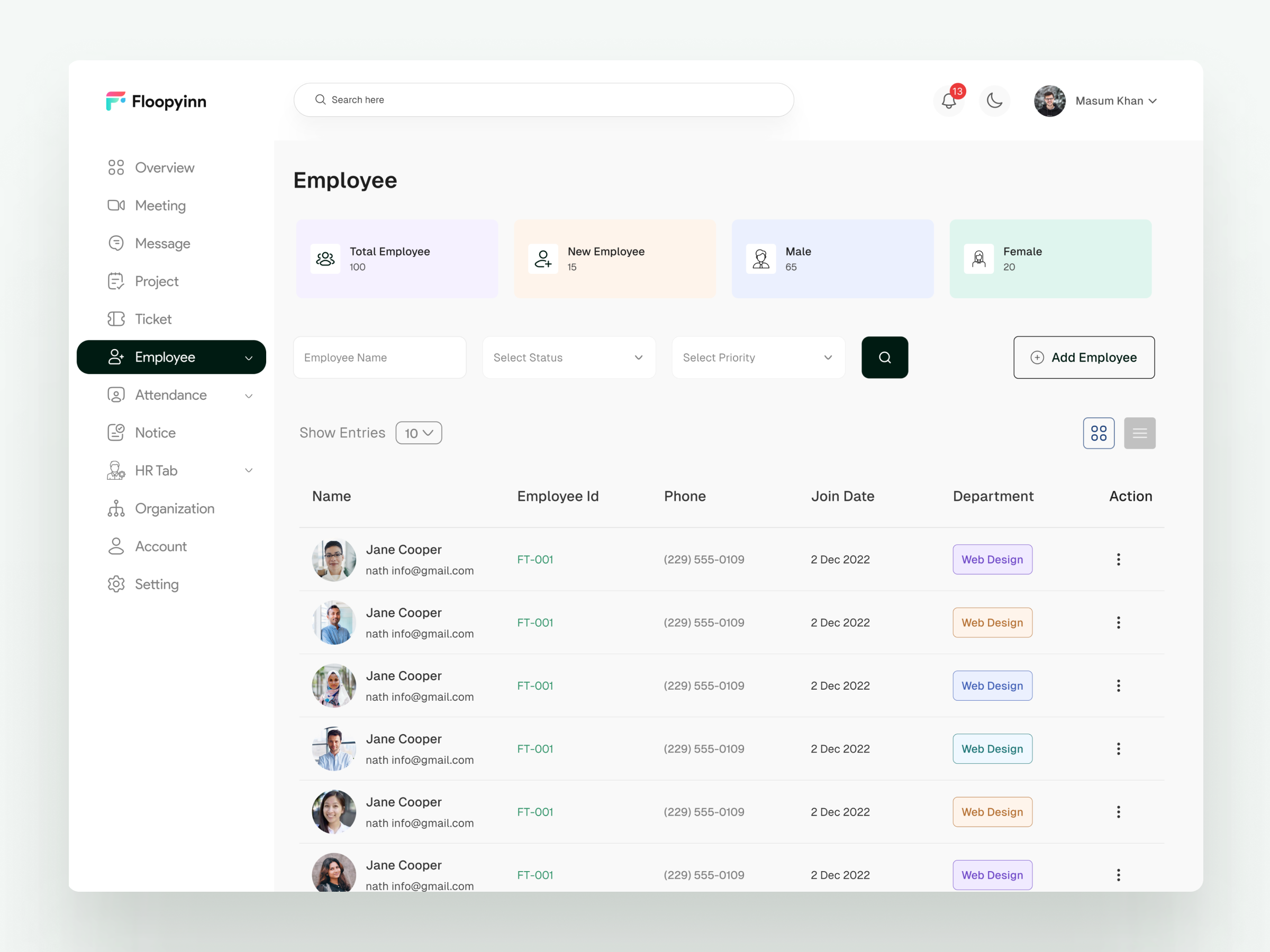 Employee Management Admin Dashboard by tahmed on Dribbble