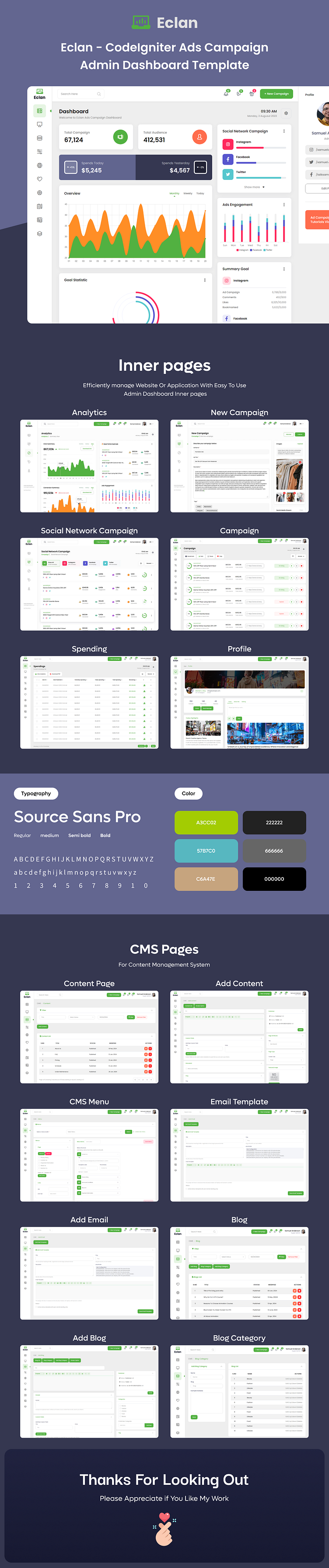 Eclan - CodeIgniter Ads Campaign Admin Dashboard Template by Rahul Dev ...