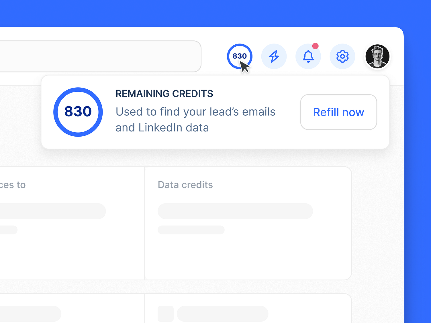 Credit system, preview your remaining credits by lempire on Dribbble