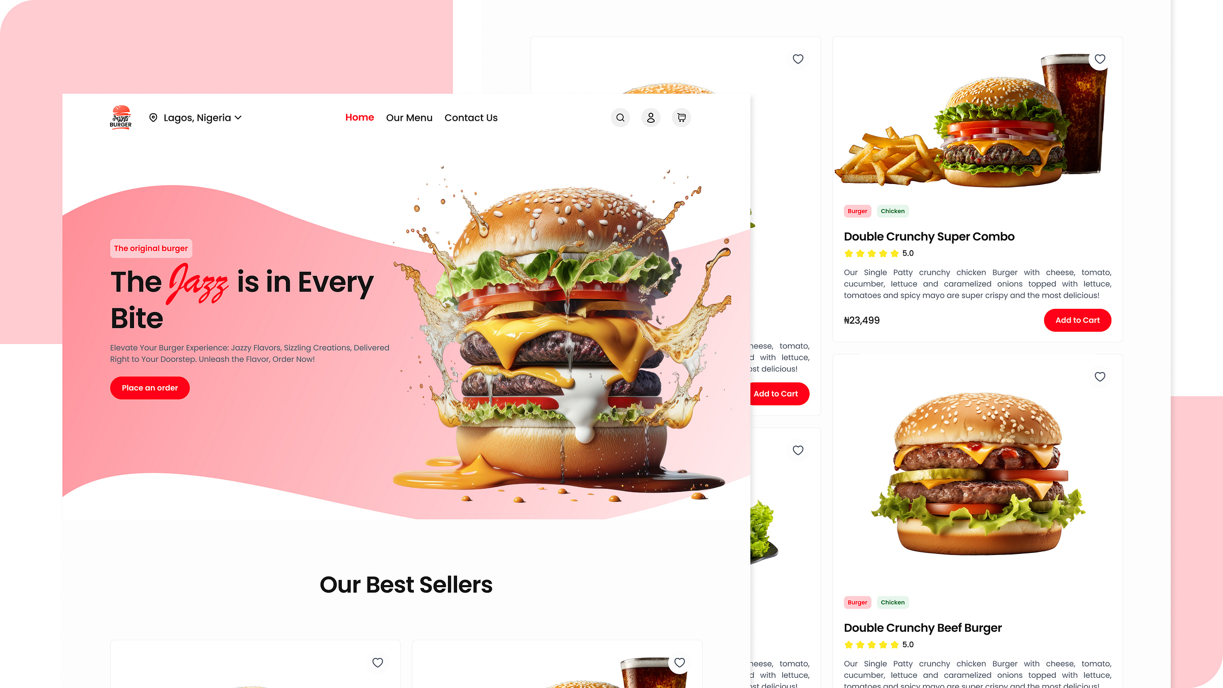 Jazzys Burger Landing page Redesign by Kharimah Bimbola Ahmed on Dribbble