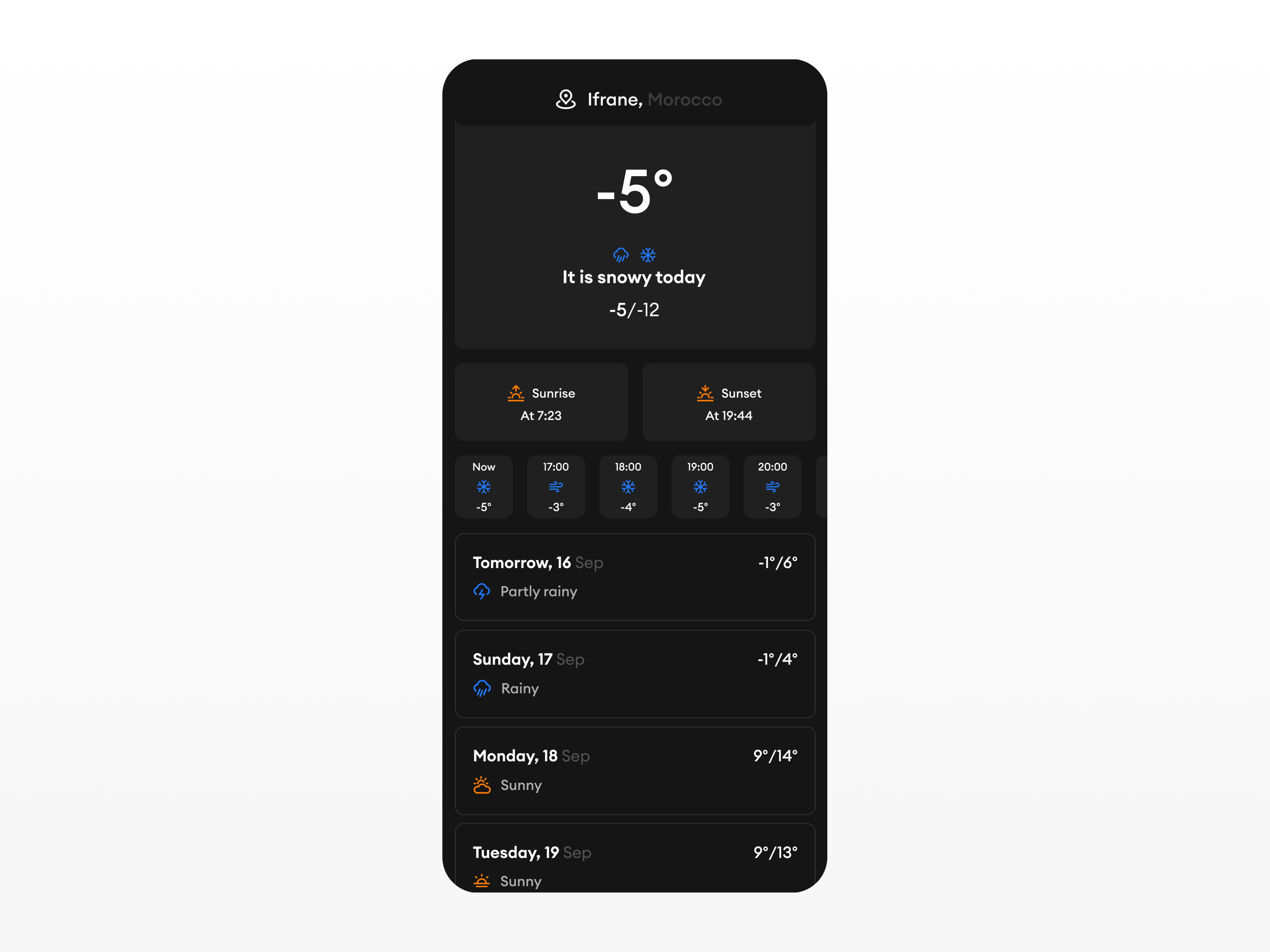 Minimal Weather app by Mohamed Amine Ninir on Dribbble