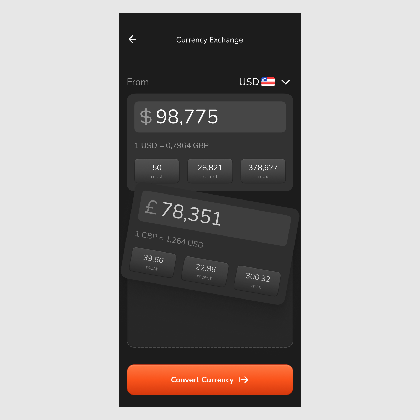 Currency Conversion UI by Berkan Aydın on Dribbble
