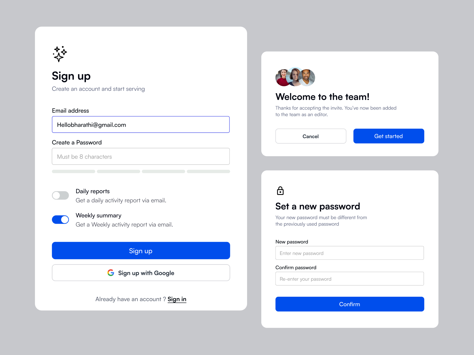 Sign Up modals by Bharathi Raja on Dribbble