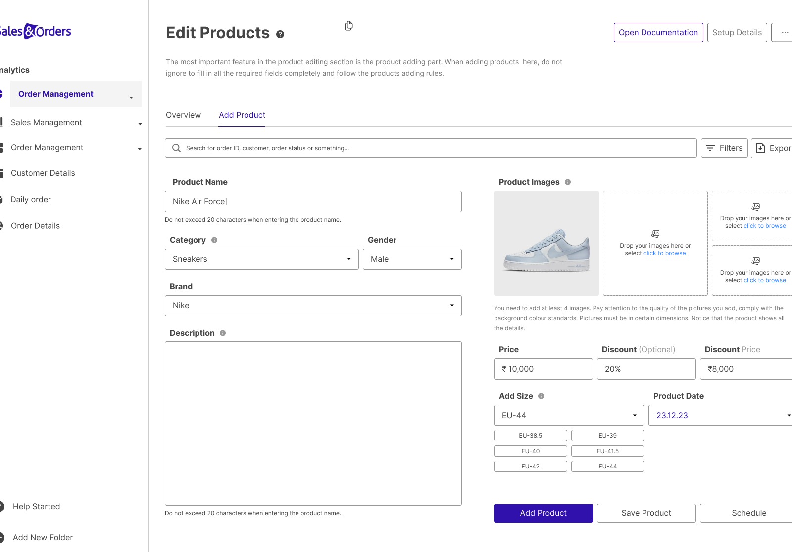 Sales&Orders | Edit Products Dashboard UI by ABHISHEK DAMBHALE on Dribbble