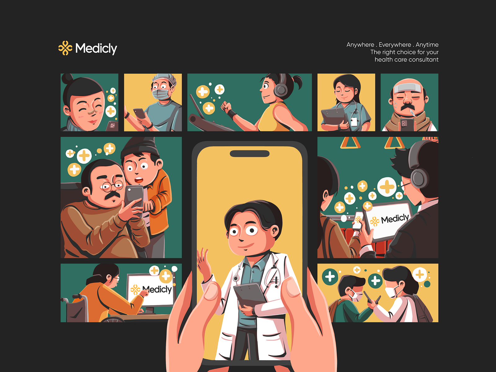 Medicly Brand Illustration by Zidane Ardani for Hatypo Studio on Dribbble