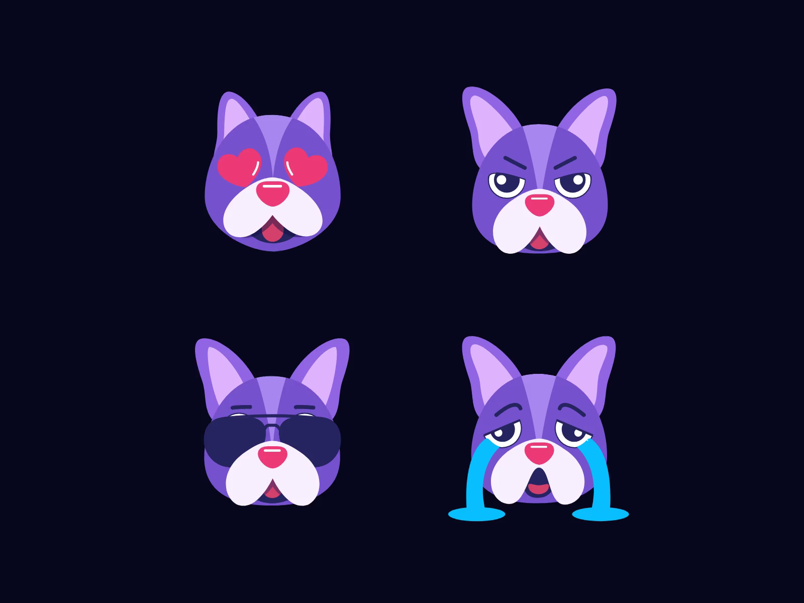 Cartoon Frenchie Animated Sticker Collection by Monica Matyasi for ...