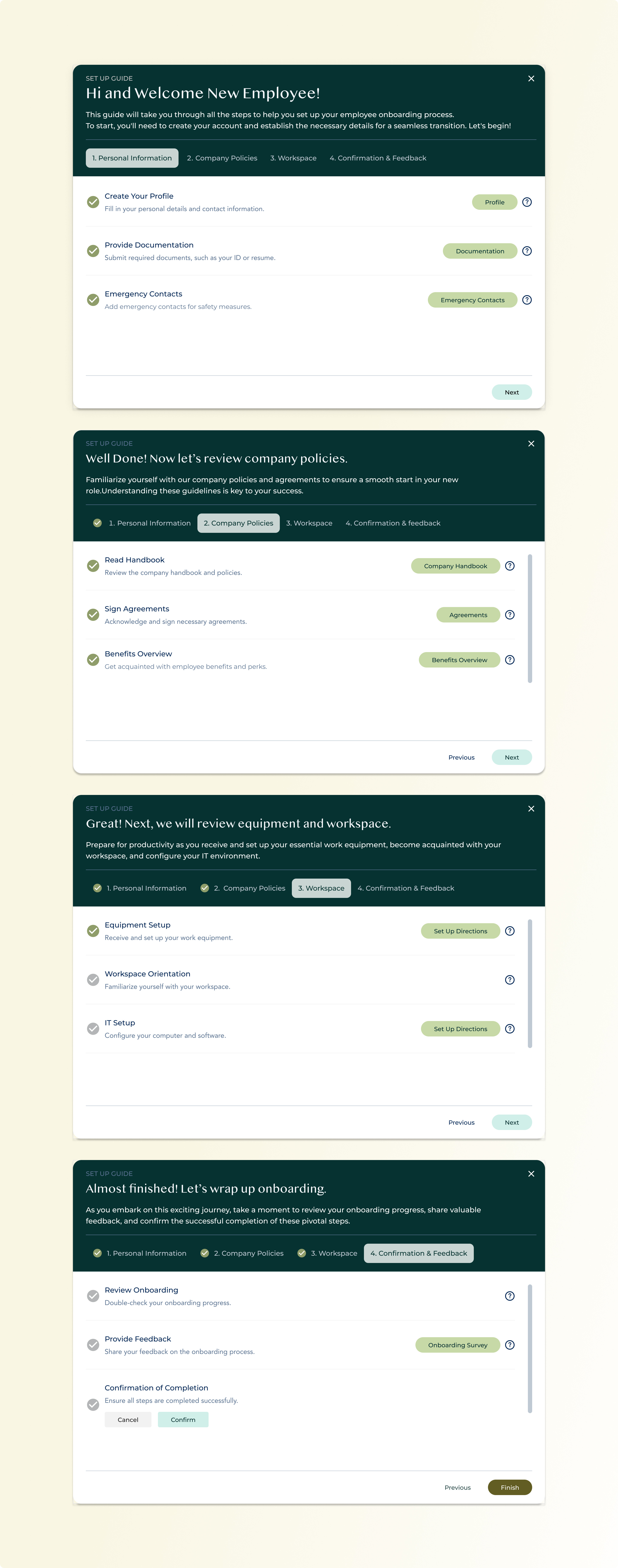 SaaS Design - Employee Onboarding Wizard by Hilary Curran on Dribbble