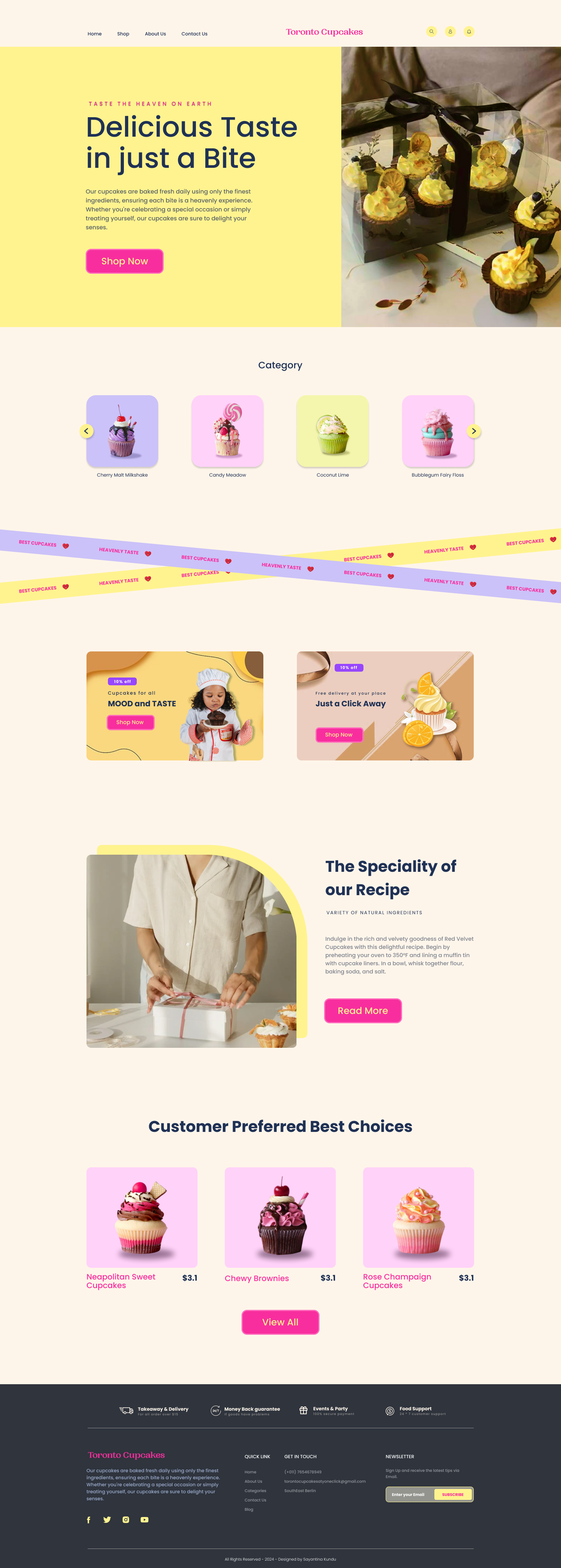 Toronto Cupcakes Redesign by SAYANTINA KUNDU on Dribbble