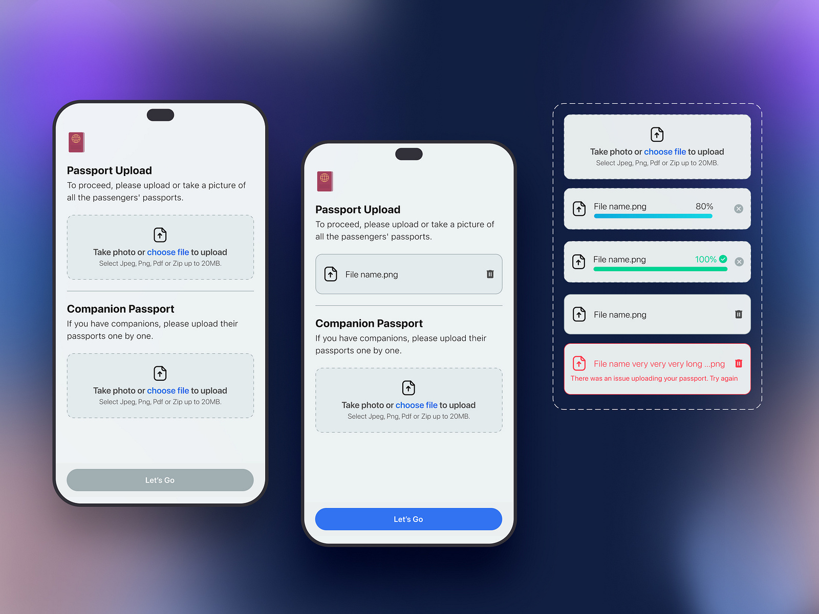 Passport Upload Mobile Interface by Tahereh on Dribbble