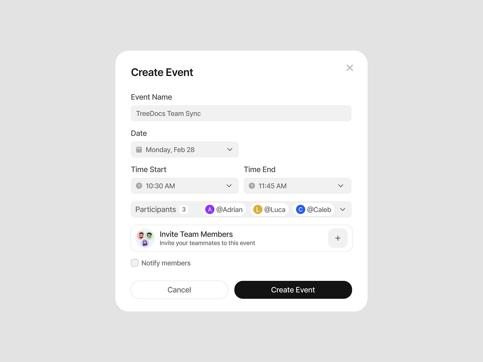 Create Event - Modal by Xchyler Drenth on Dribbble