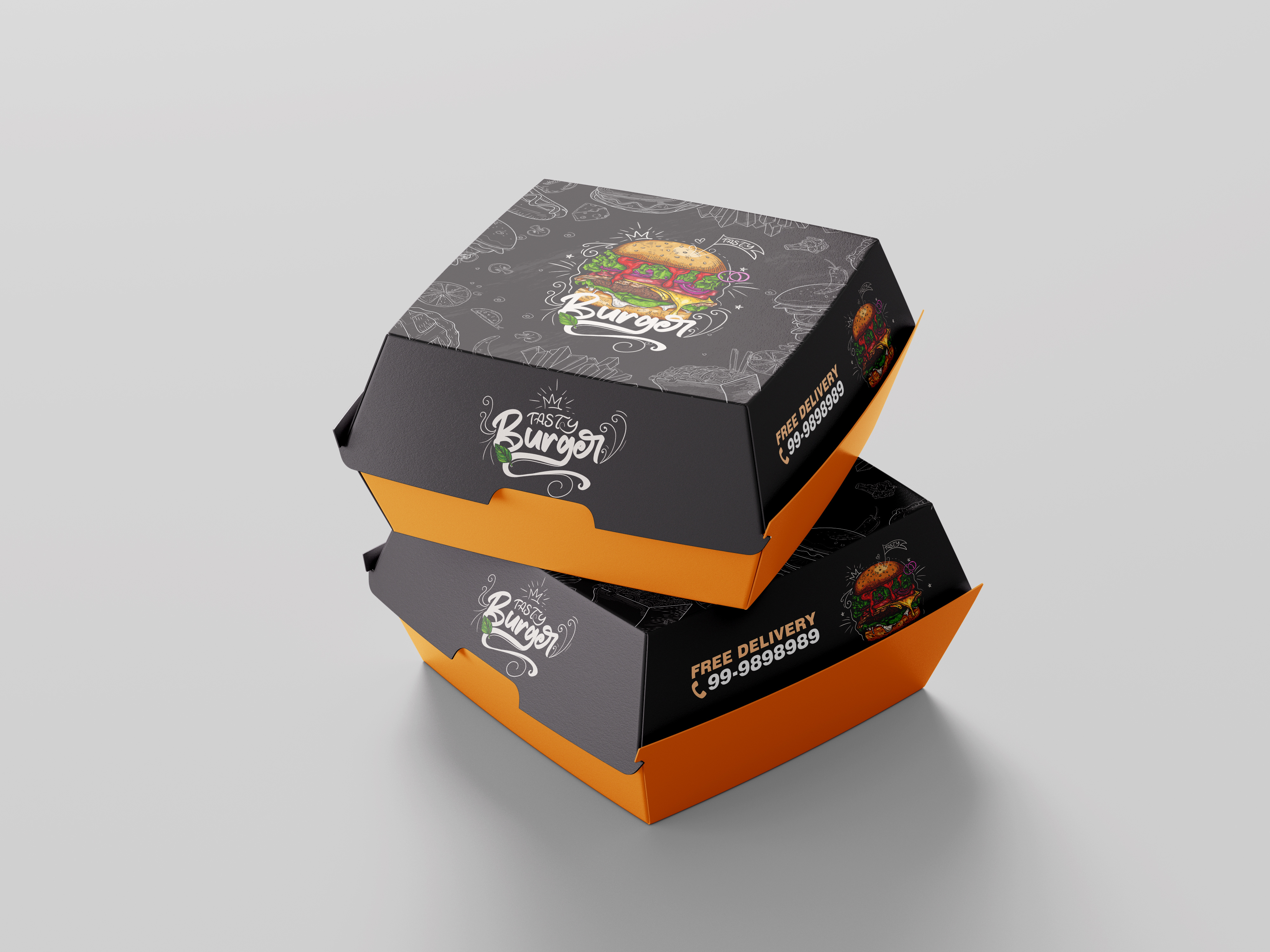 burger box design food packaging box and label design by Fatima on Dribbble
