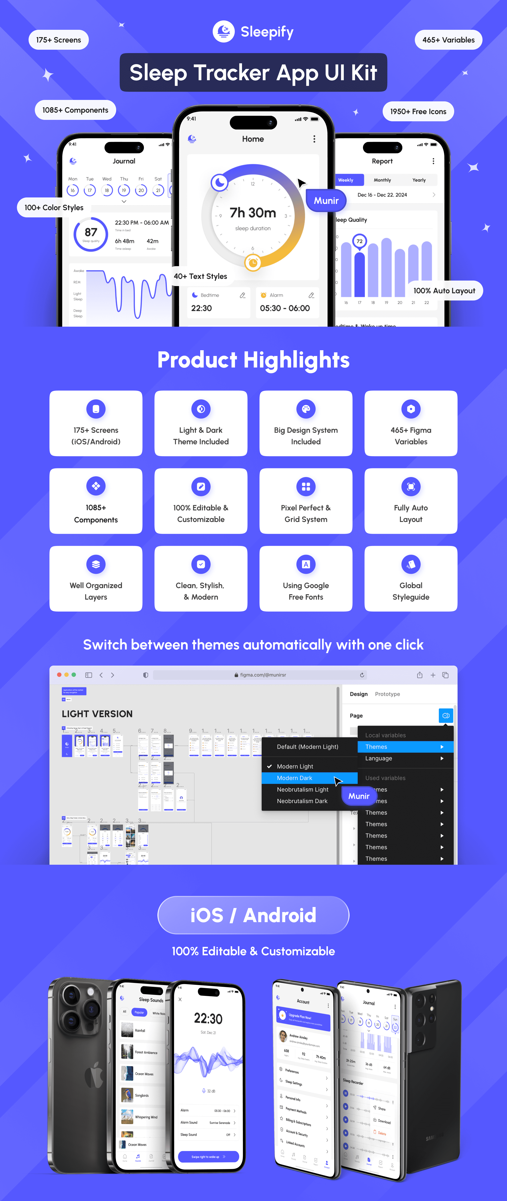 Sleepify - Sleep Tracker App UI Kit by Sobakhul Munir Siroj on Dribbble