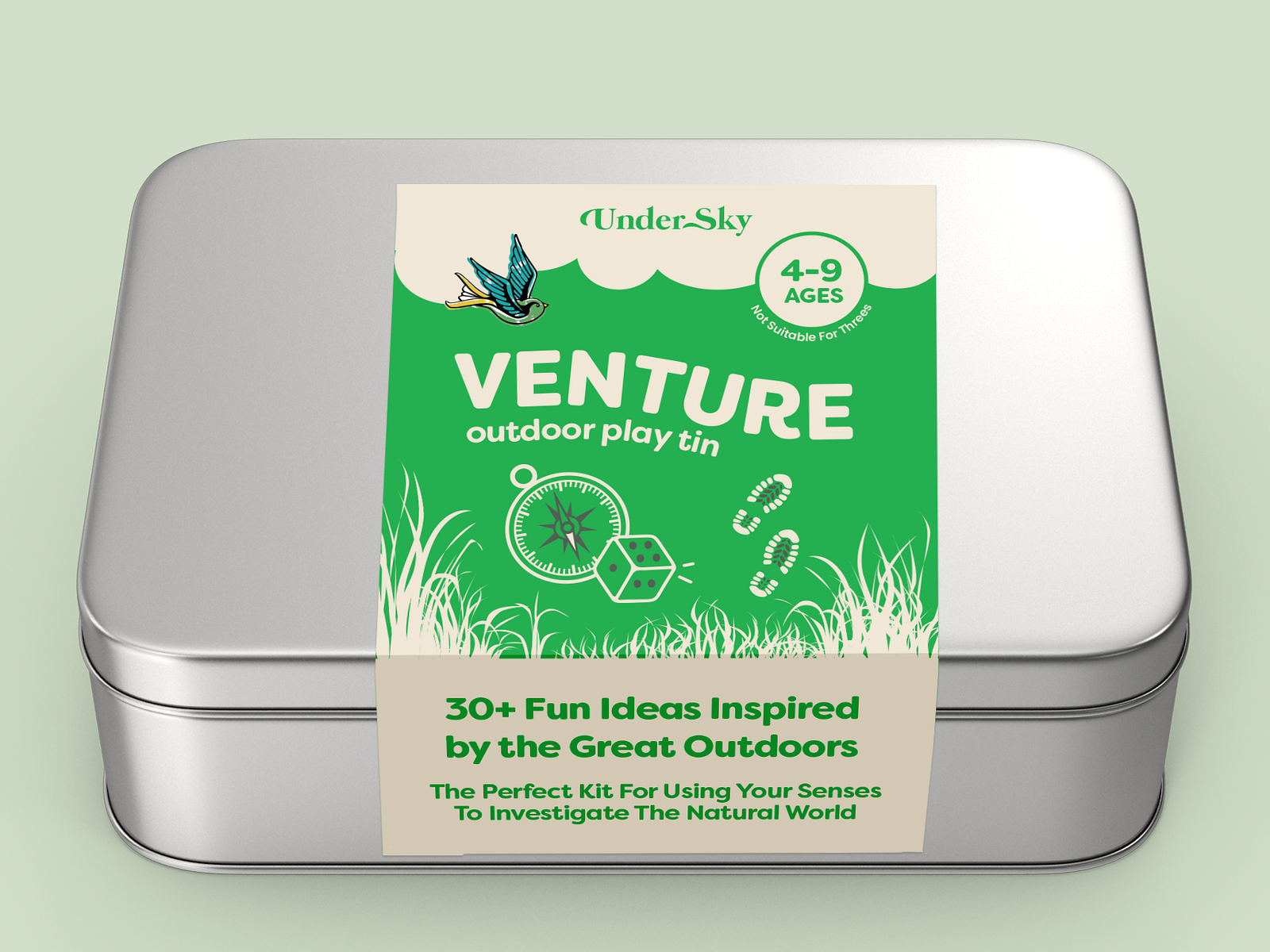 UnderSky Outdoor Play Tin Label Design by Susana Matallana on Dribbble