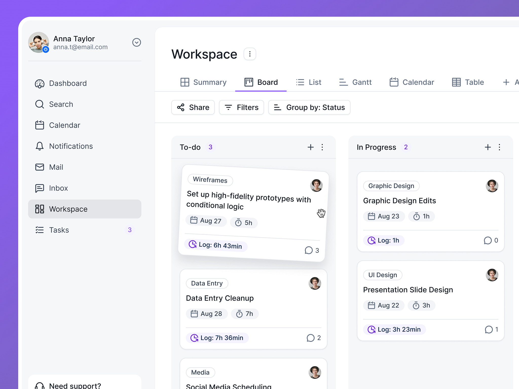 Workspace Board UI by Beyond UI on Dribbble