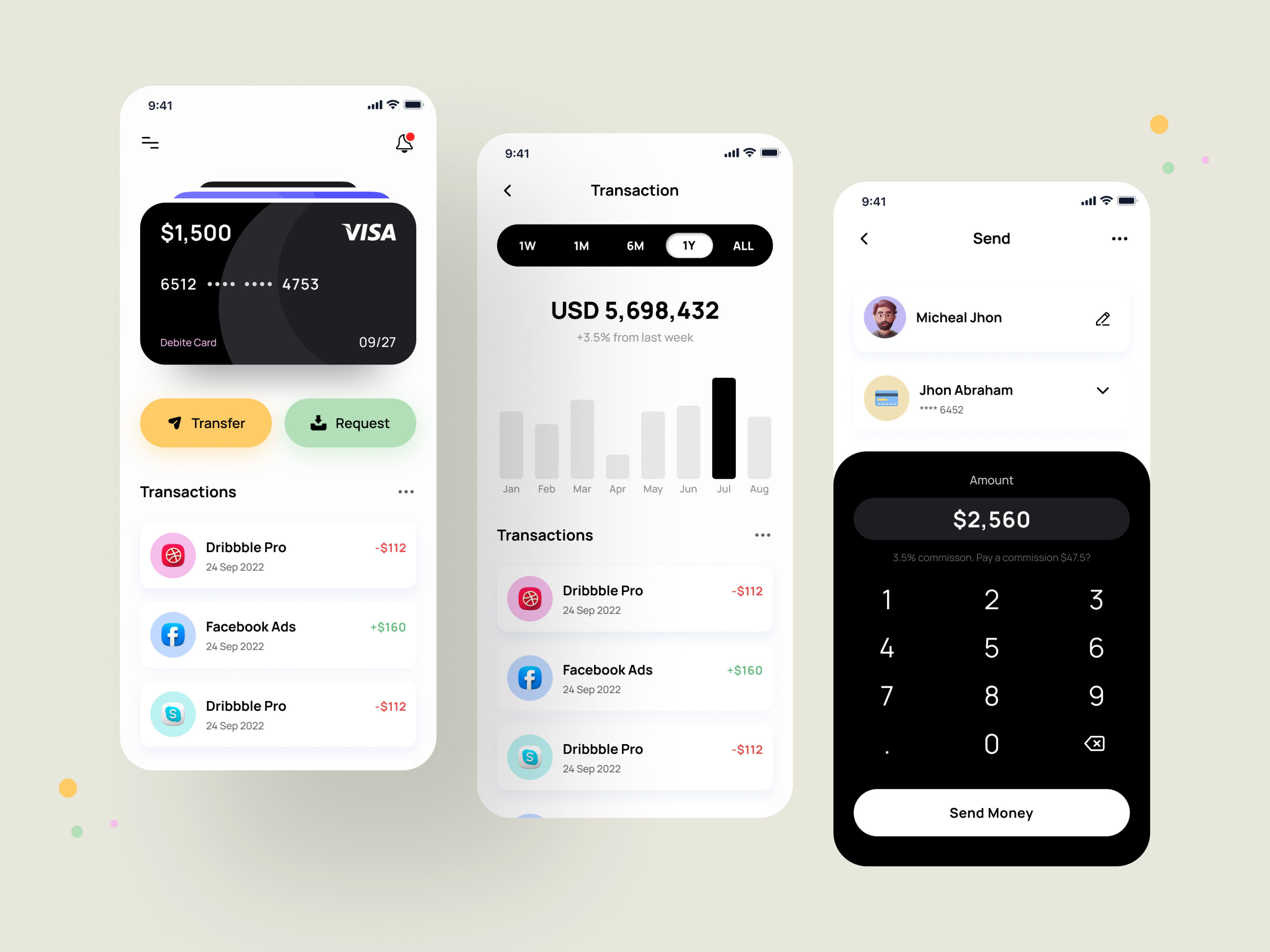 Wallet Mobile App UI by Mohin Uddin on Dribbble
