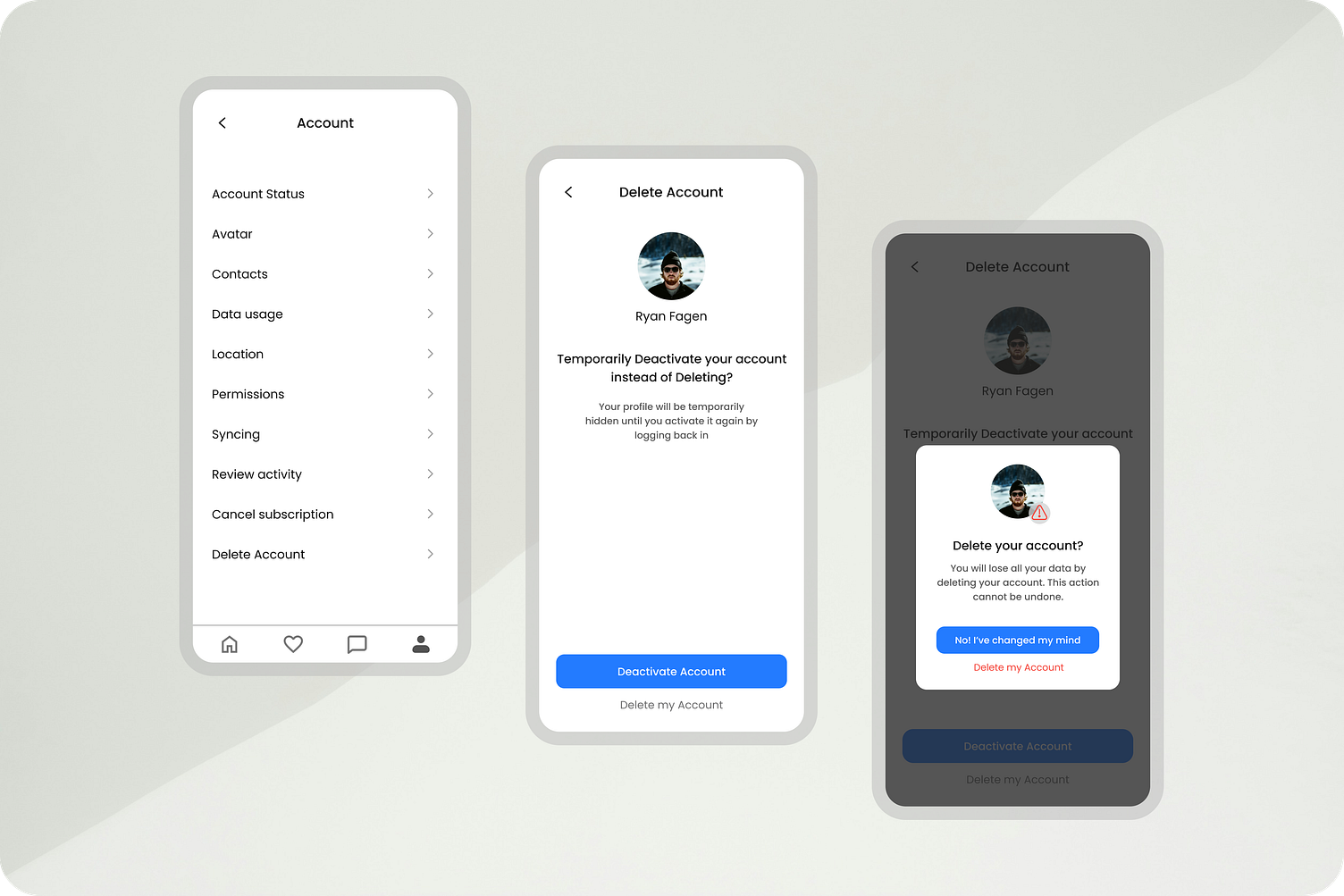 Delete account UI Design by Omkar Chavan on Dribbble