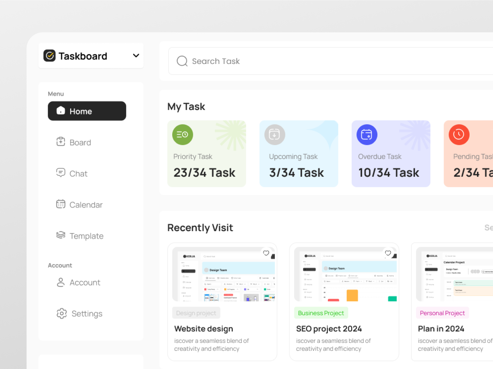 Taskboard - Task Dashboard UI UX KIT by Ridwan Saputra for dpopstudio ...