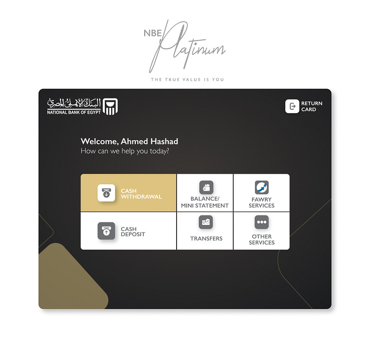 ATM UI Design for Platinum Experience by Ahmed Hashad on Dribbble