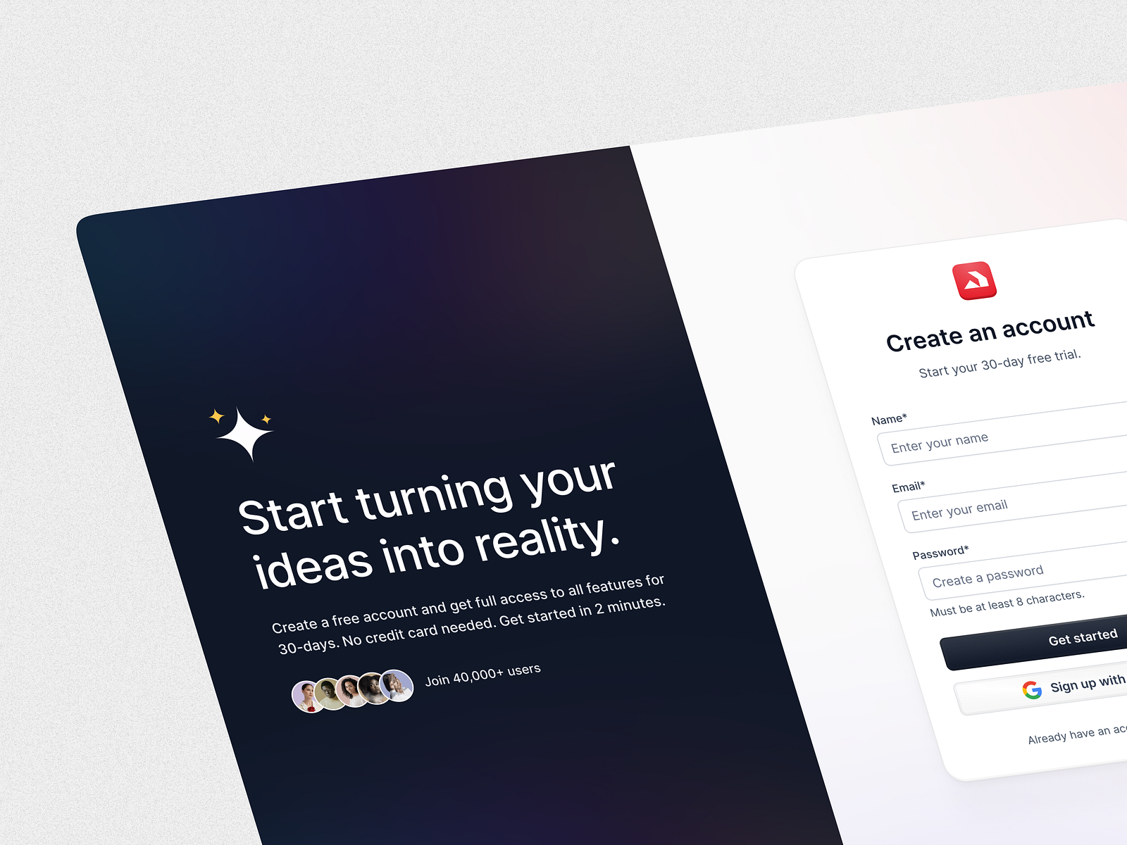 Create account | screenshot beautifier | SaaS Web Application by Md ...