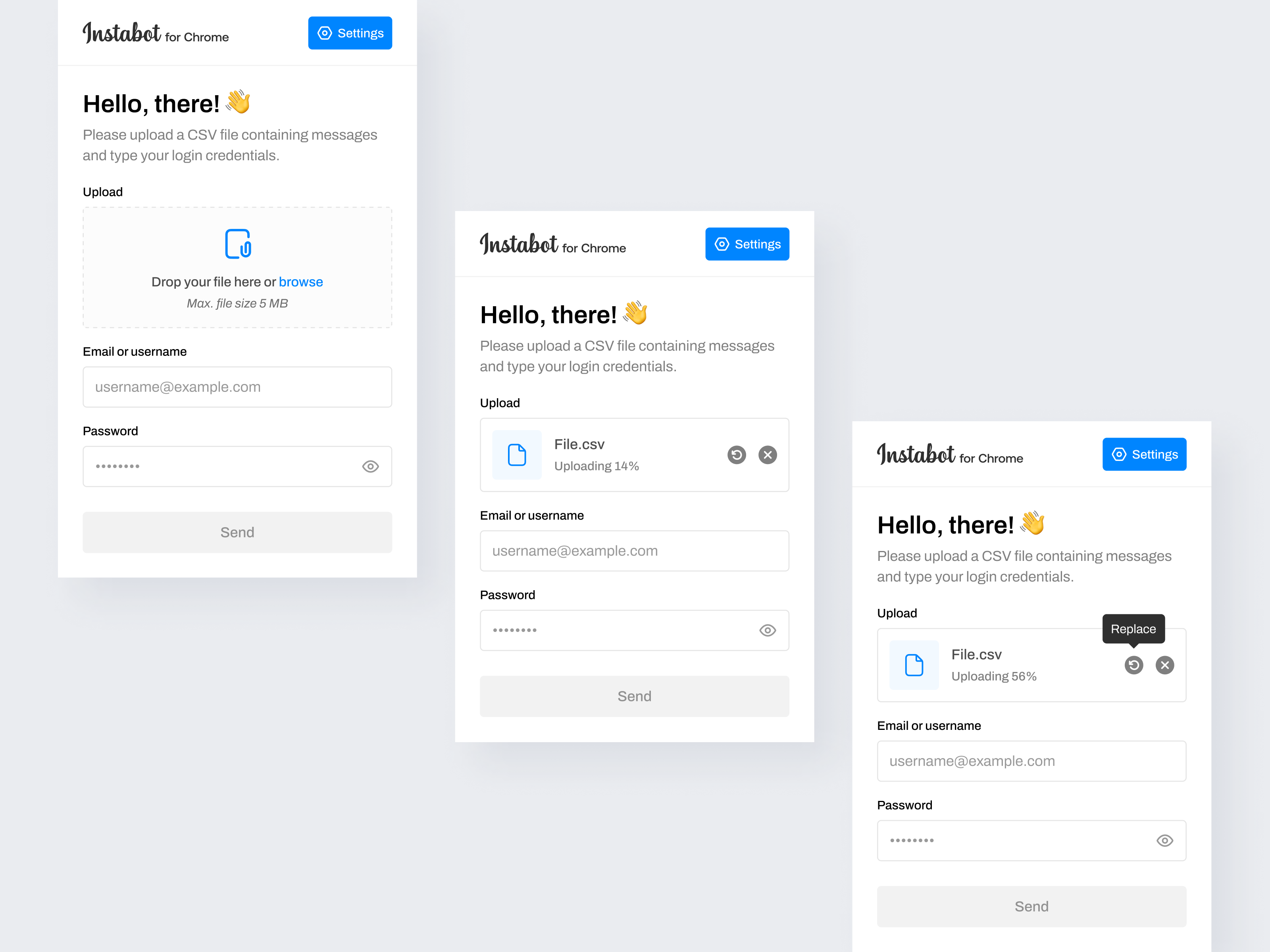 InstaBot — Chrome Extension by Ahmed Ishaq Alizai on Dribbble