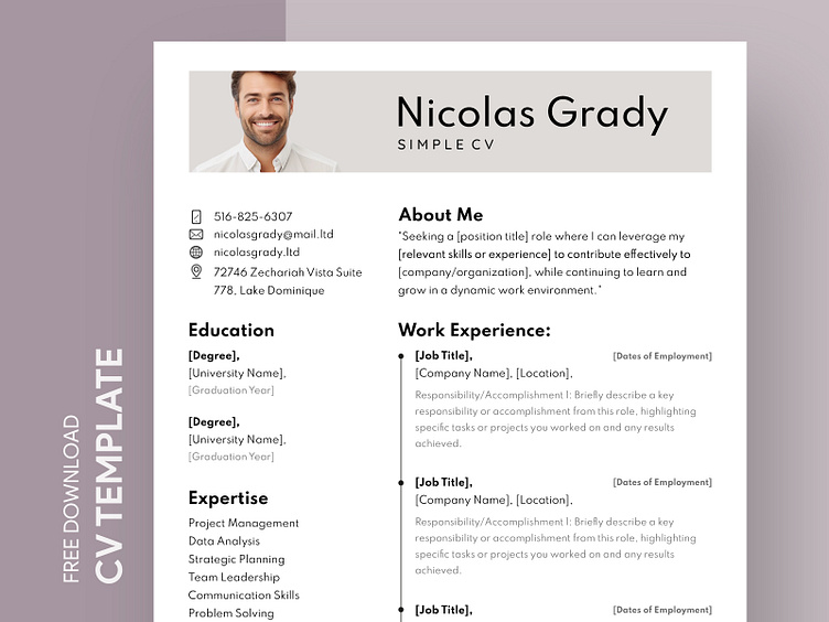 Simple CV Free Google Docs Template by Gdoc on Dribbble