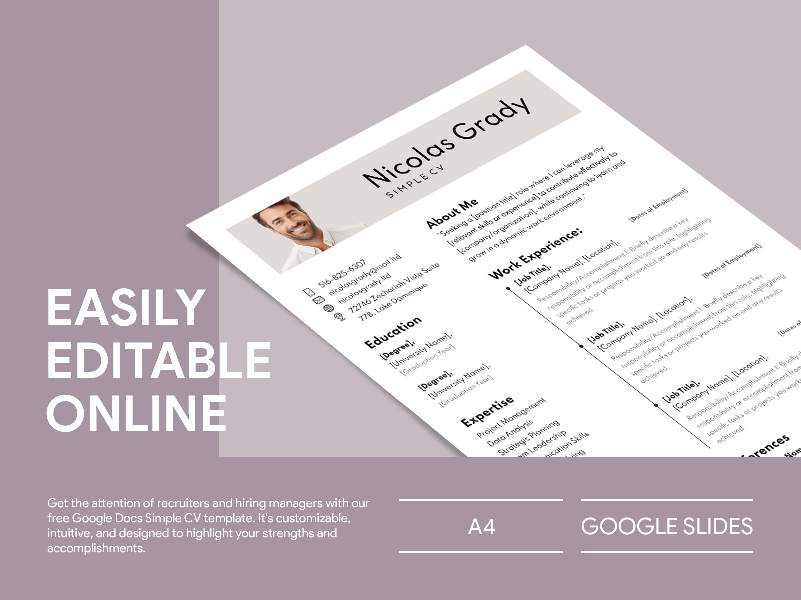 Simple CV Free Google Docs Template by Gdoc on Dribbble