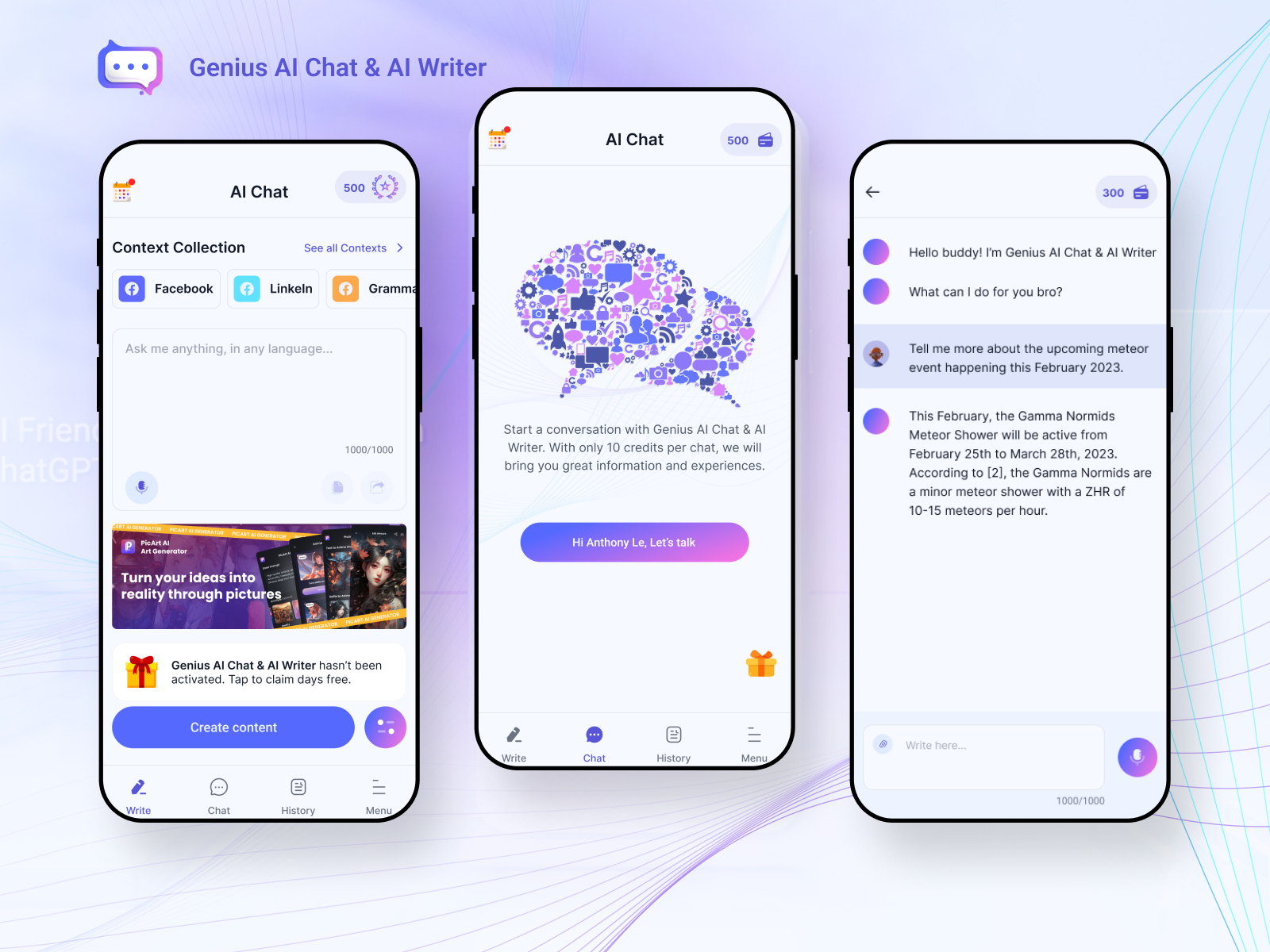 Genius AI Chat & AI Writer Application by K H O U on Dribbble