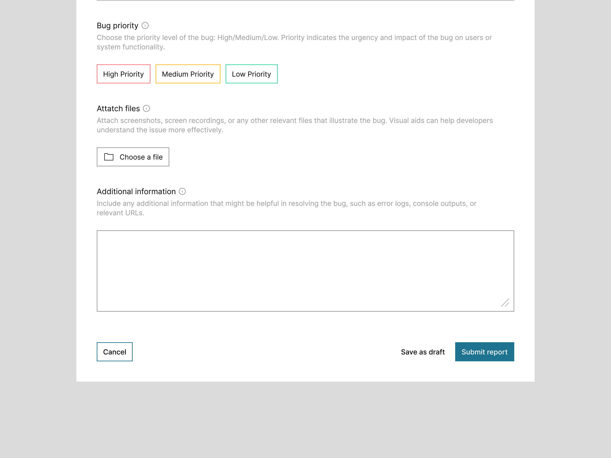 Bug report modal by Kasper Carlsen on Dribbble