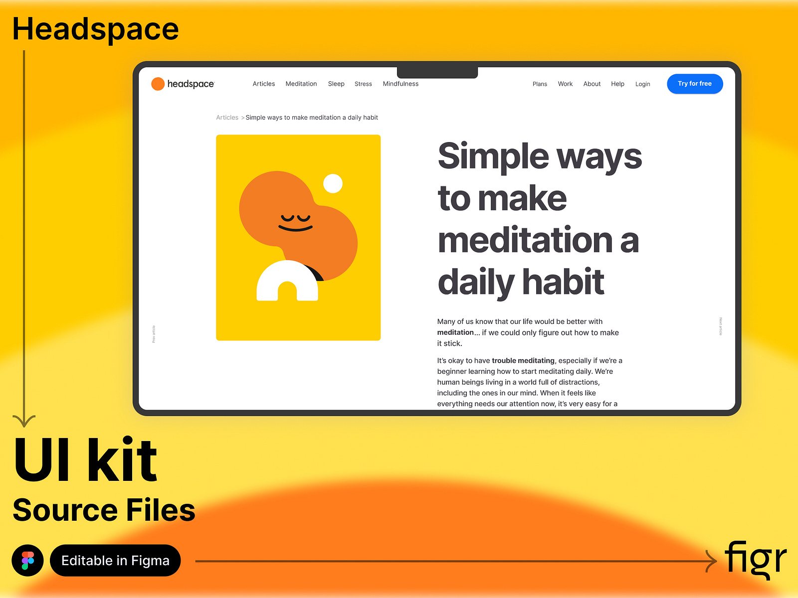 Make Headspace UI your own by Figr Design on Dribbble