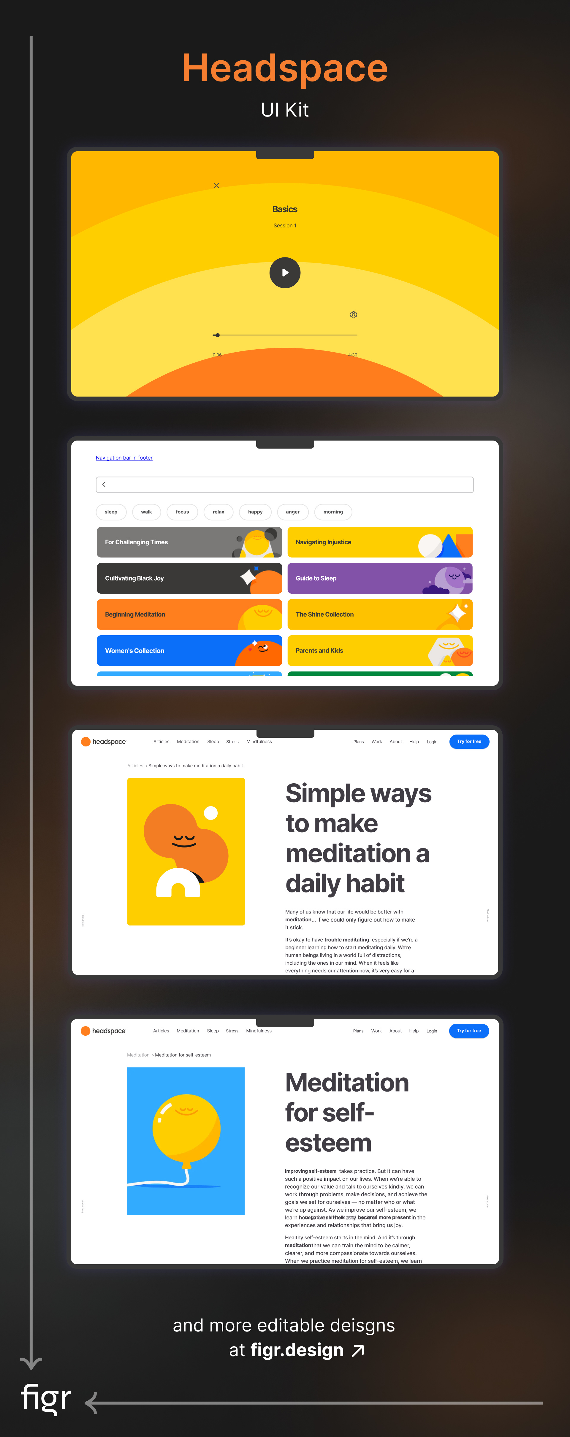 Make Headspace UI your own by Figr Design on Dribbble