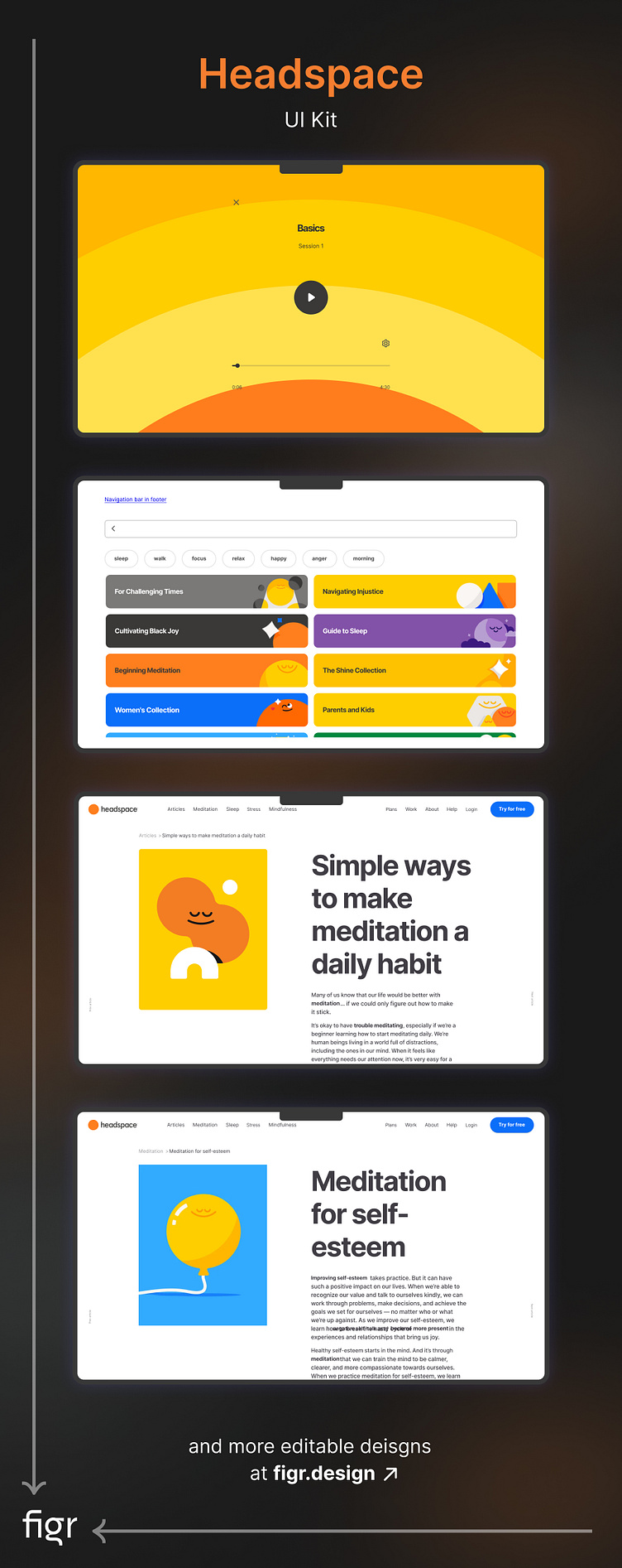 Make Headspace UI your own by Figr Design on Dribbble