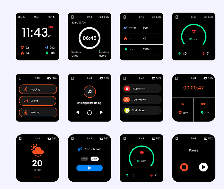 Watch app screen design by Md. Arafat Mollah on Dribbble