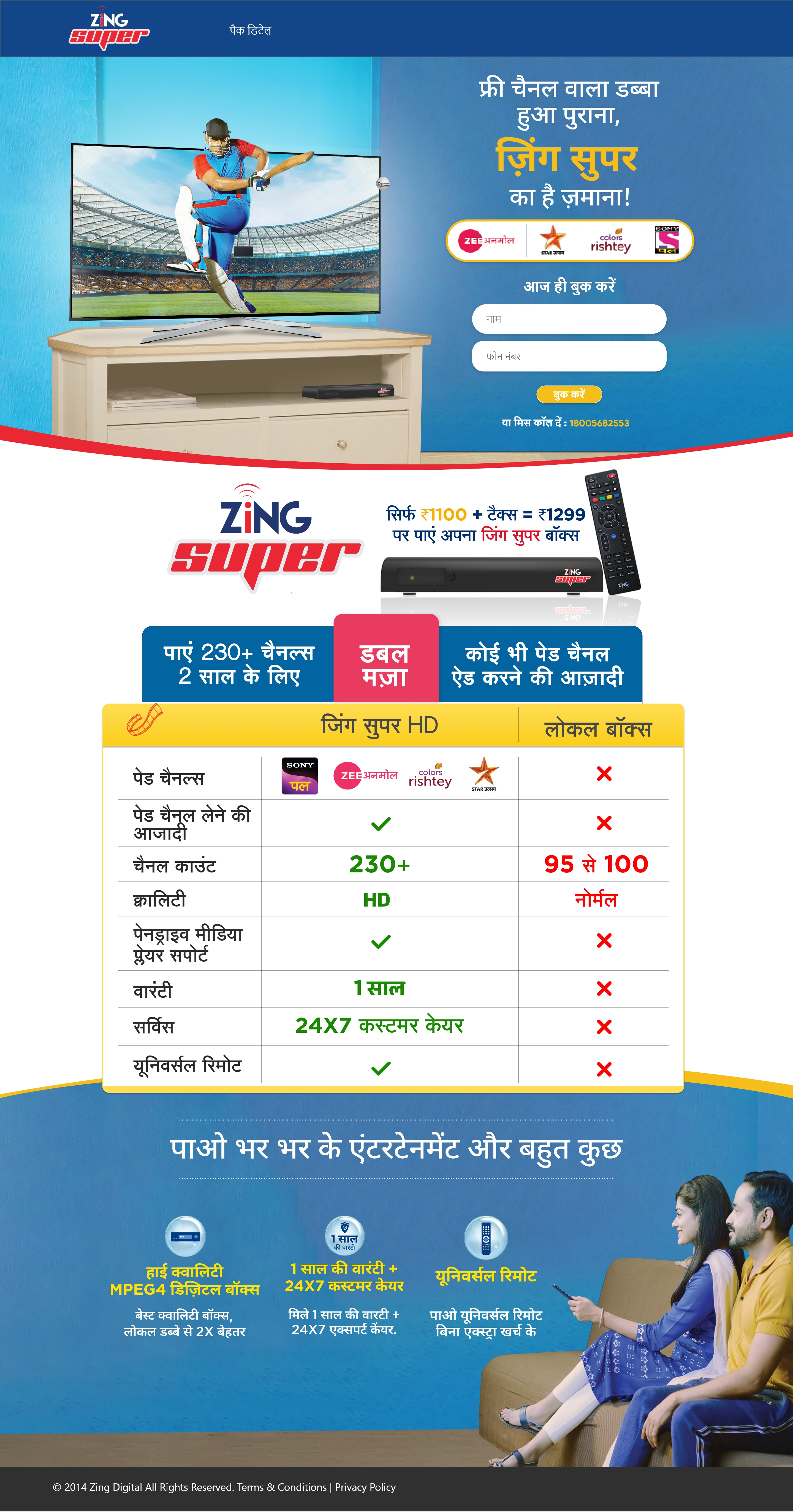Zing Super DTH Landing Page for Hindi Speaking Market. by Divyanshu ...