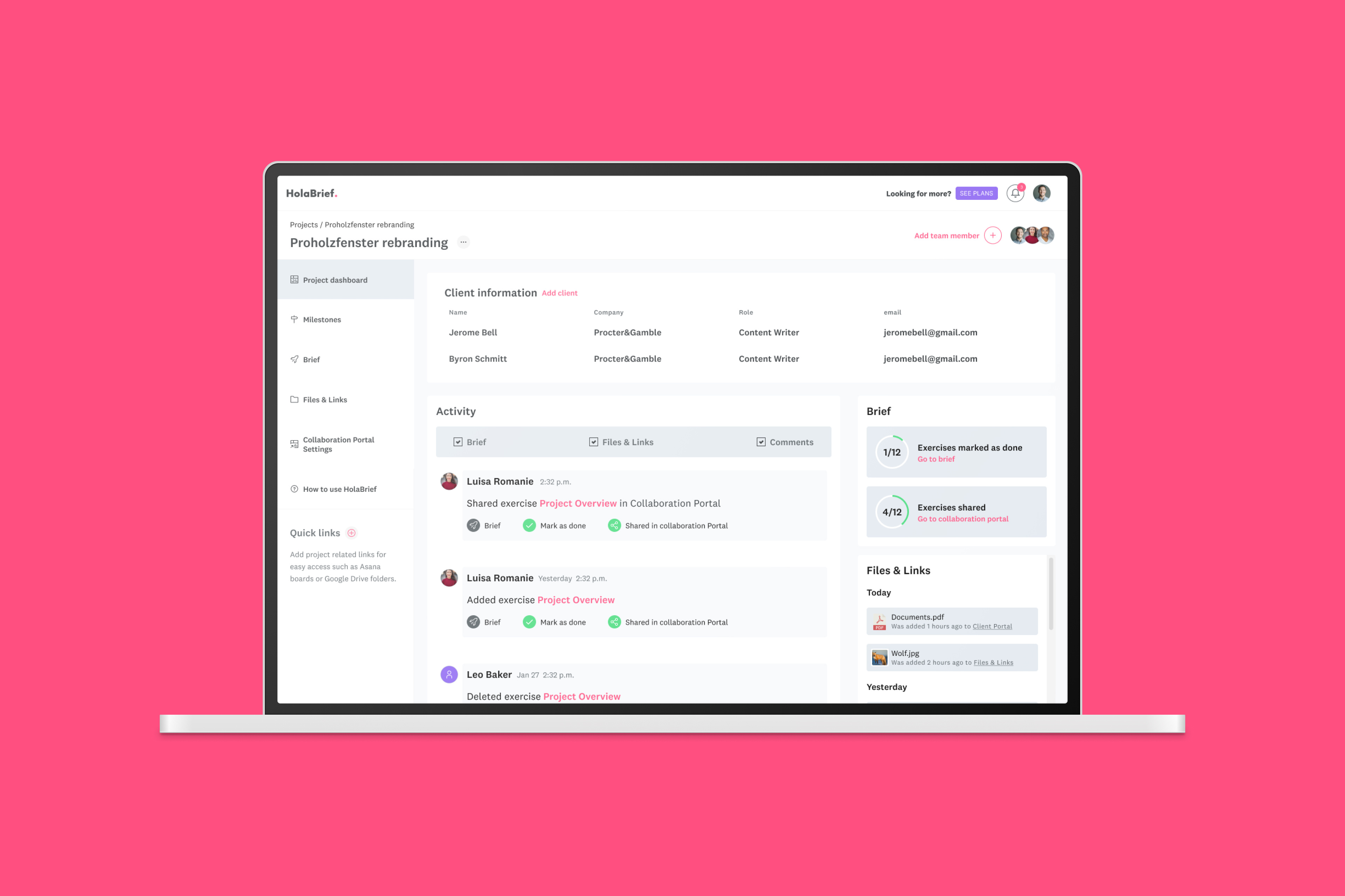HolaBrief Dashboard by studio markos—esther on Dribbble