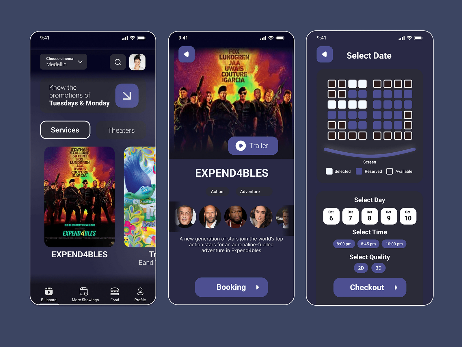 Cinema Booking | UI Design by Sarah Bryan-Ravenscroft on Dribbble