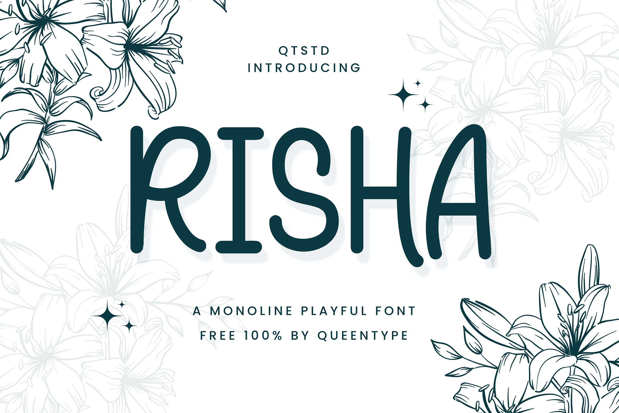Risha - A Monoline Playful Font - Free 100% by Queentype on Dribbble