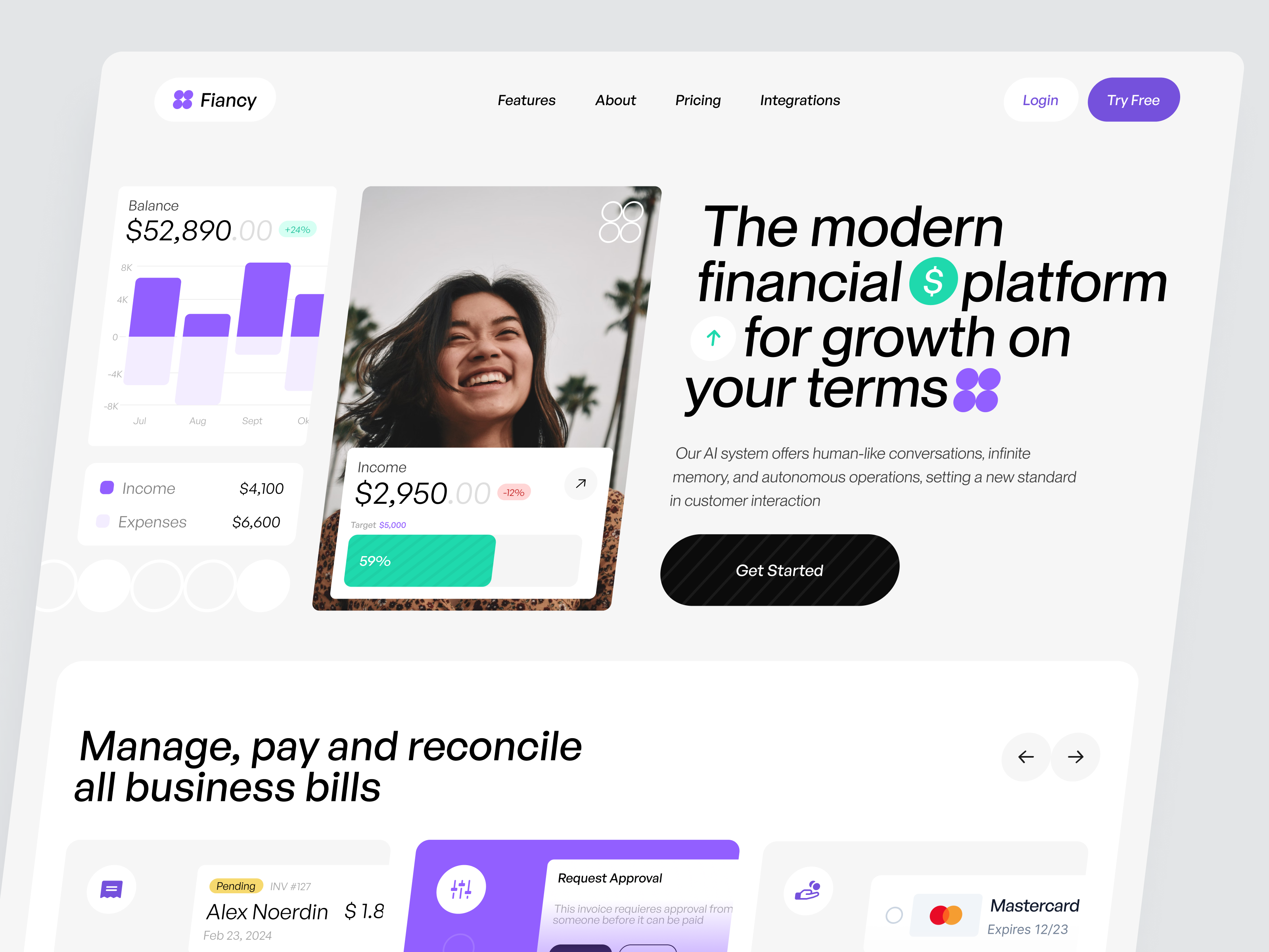Fiancy - Financial Website by Herdetya Priambodo for Plainthing Studio ...
