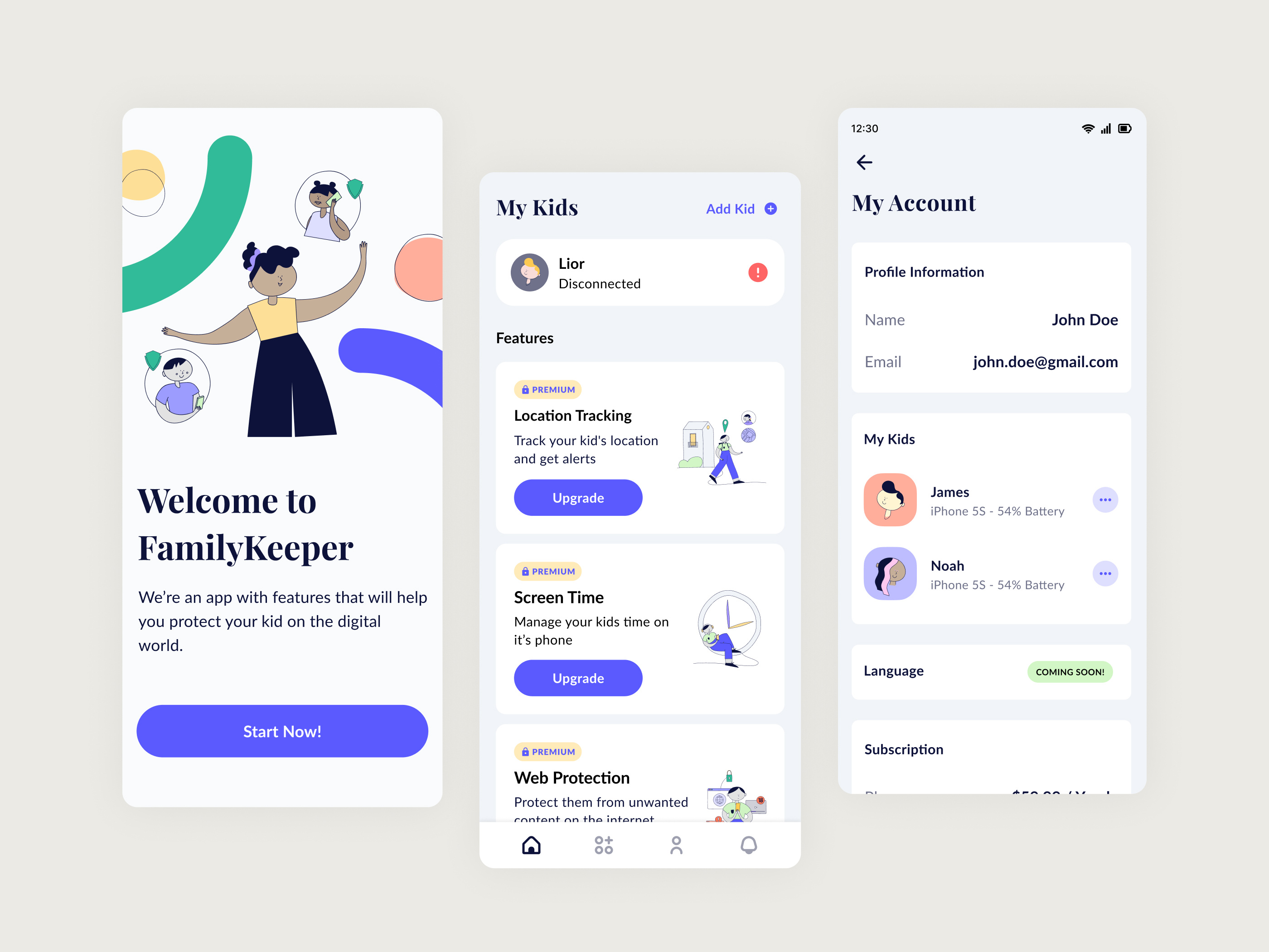 FamilyKeeper - Parental Control App by Isabella Tangari on Dribbble