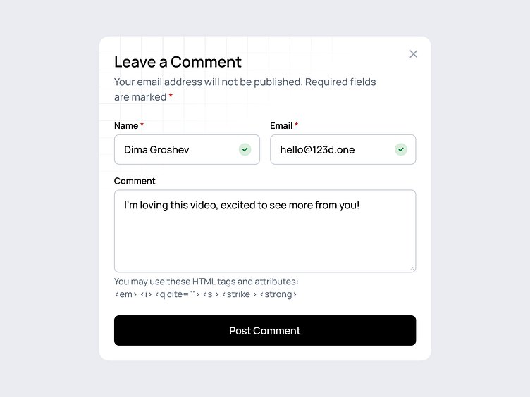 Leave a Comment by Dima Groshev | 123done on Dribbble